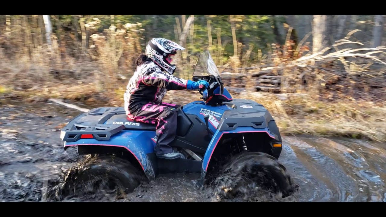Polaris sportsman 400ho 27 inch zillas mud hole - YouTube