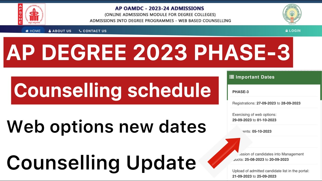 AP DEGREE 2023 PHASE 3 COUNSELLING SCHEDULE | WEB OPTIONS NEW DATES ...
