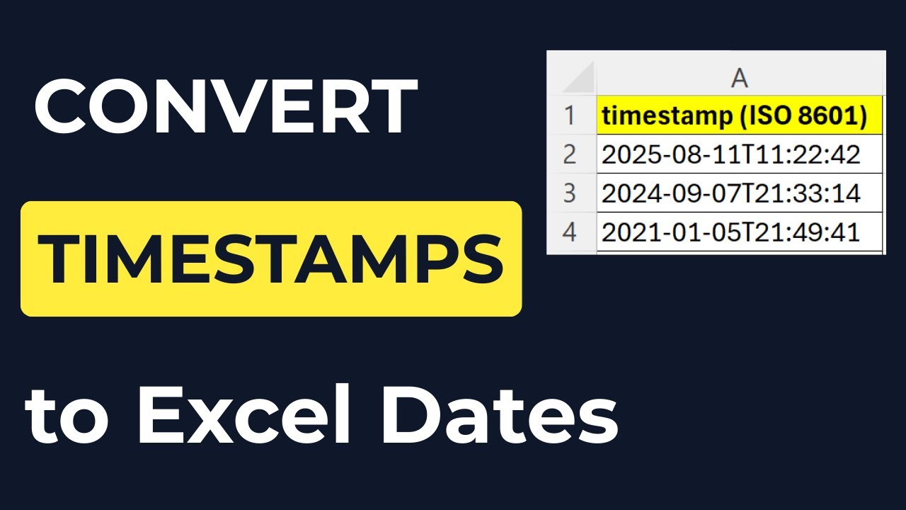 Convert ISO 8601 Timestamps to Excel Dates - YouTube