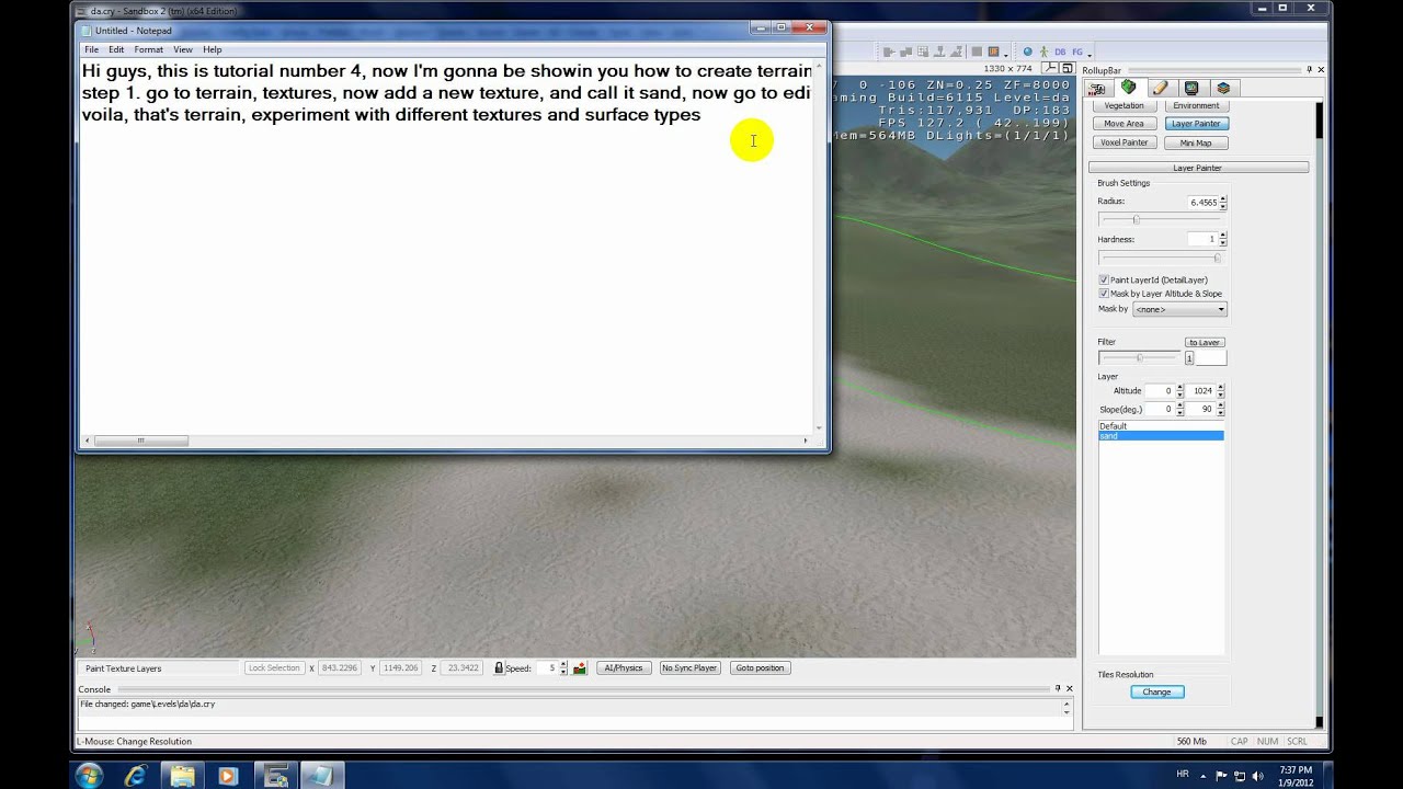 Cryengine 2 tutorial 4 adding terrain layers and vegetation - YouTube