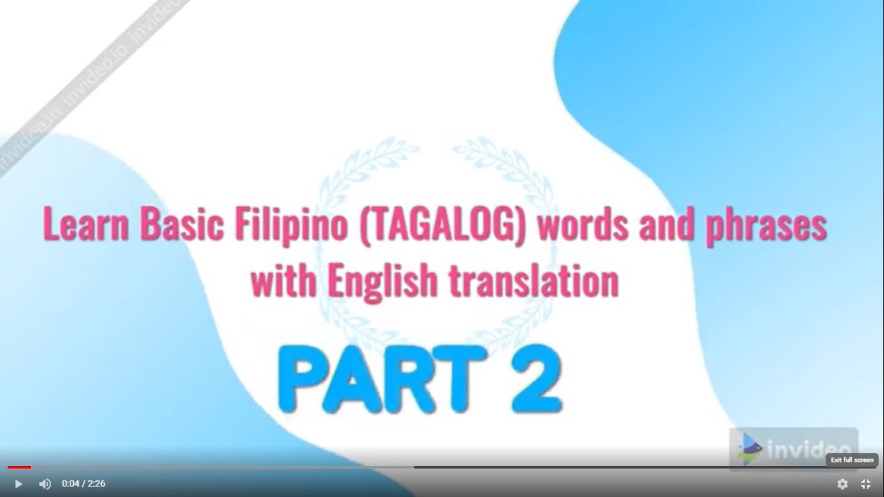 Learn Basic Filipino (TAGALOG) language for Beginners Part 2 - YouTube