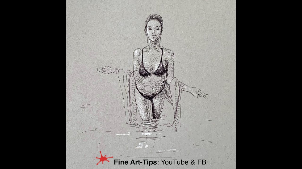 CÓmo Dibujar Una Bella Mujer En Bikini Pluma Estilográfica Youtube