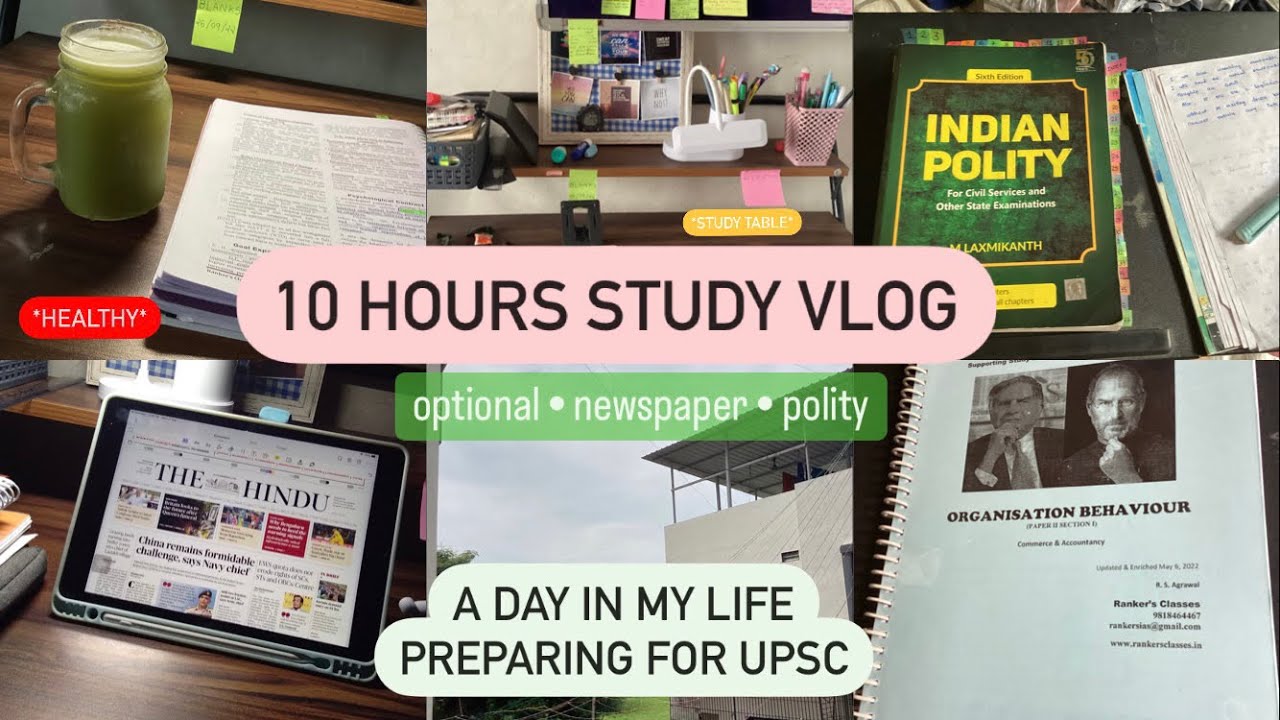 10 HOURS UPSC study vlog📚💕 *without coaching*🥺 | self study | study ...