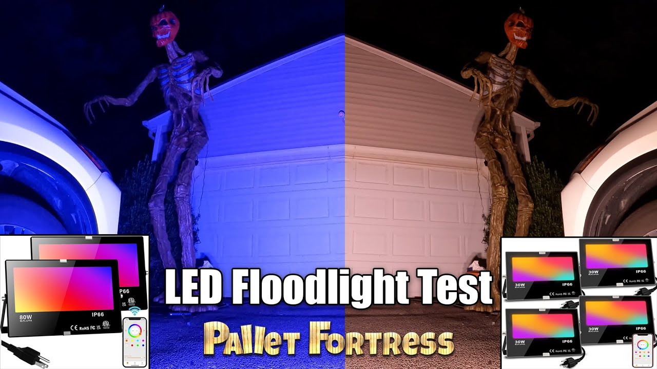 Halloween LED Floodlight Test. Building a haunted house - YouTube