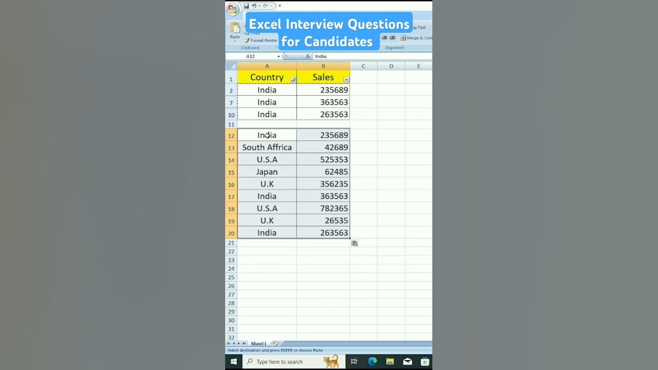 Excel Job Interview Questions For Candidates😎advance Excel 💯shorts