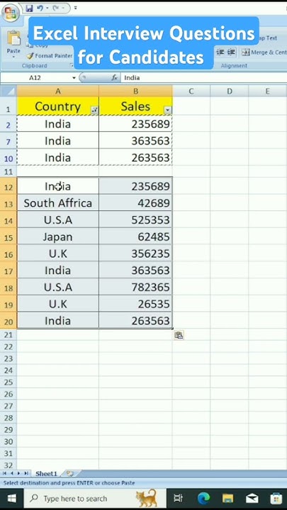 Excel Job Interview Questions For Candidates😎advance Excel 💯shorts Excel Exceltips