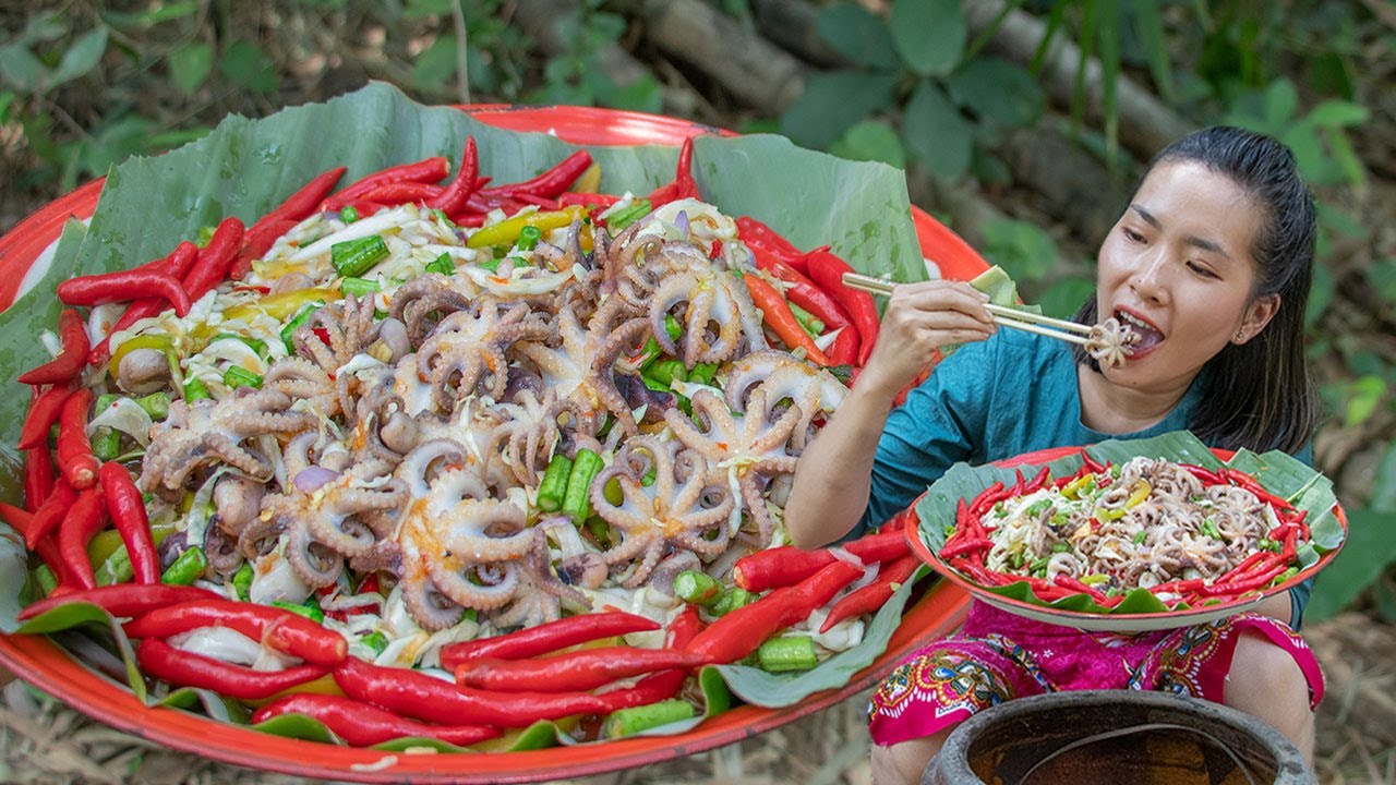 Easy Spicy Squids Salad Eating So Delicious | Making Squids Salad ...