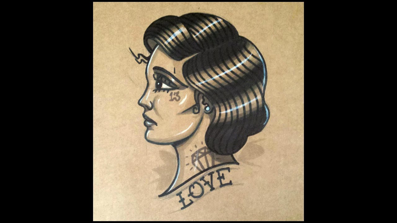 How to draw an Old School Lady Face By thebrokenpuppet - YouTube