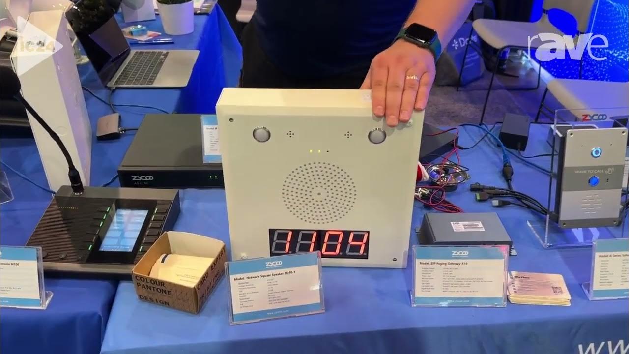 InfoComm 2024: ZYCOO Shows Off SQ10-T Network Square Talkback Speaker With LED Clock - YouTube