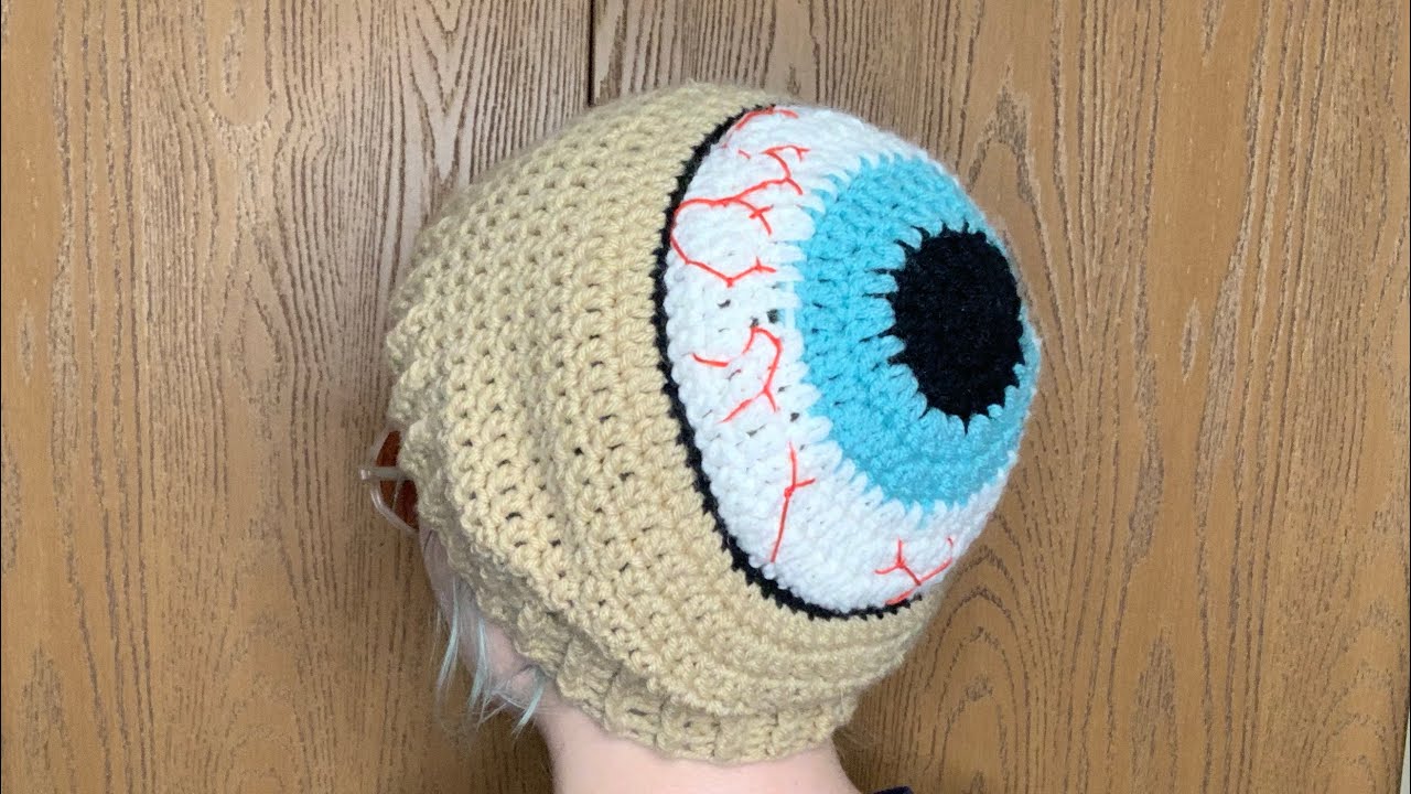 How to crochet a spooky eyeball beanie easy tutorial perfect for ...