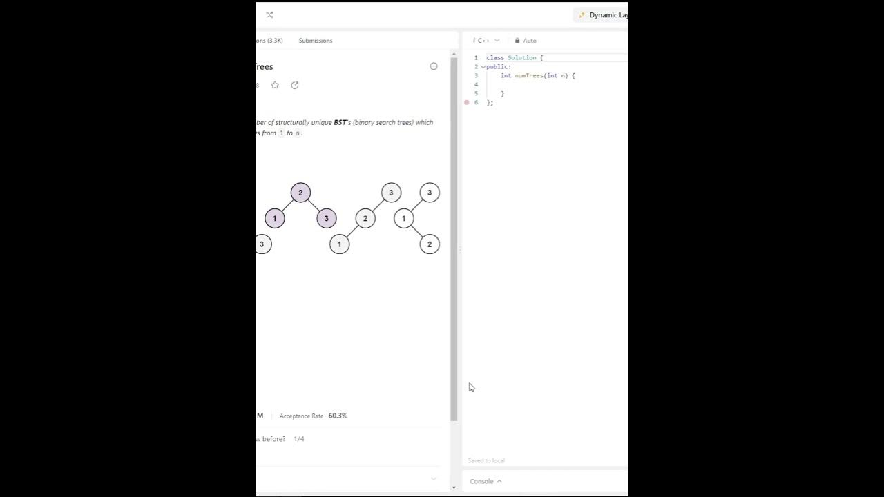 Unique Binary Search Tree Leet Code Cfam Leetcode Leetcode96