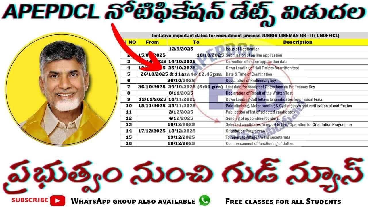 🔴 APEPDCL నోటిఫికేషన్-2025 డేట్స్ విడుదల 💥 అభ్యర్థులకు AP ప్రభుత్వం నుంచి గుడ్ న్యూస్ 🔥 - YouTube