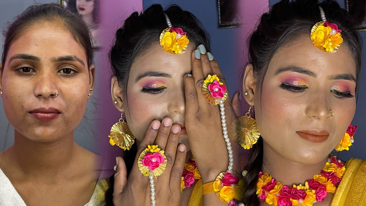 Haldi makeup look for bride || makeup tutorial 4 beginners ...