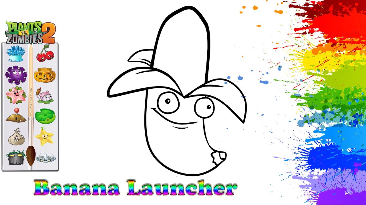 Colorear banana launcher - Plantas y Zombies | Pintar para niños ...