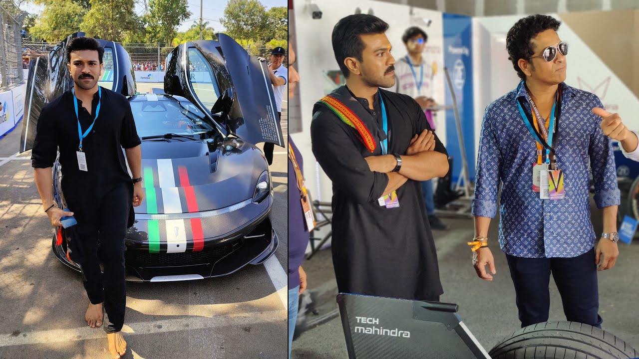 Ram Charan & Sachin Tendulkar Visuals at Formula E Race in Hyderabad ...