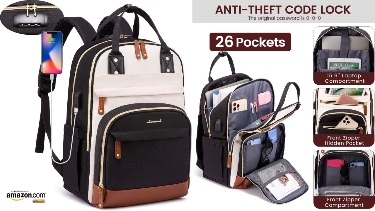 LOVEVOOK Laptop Backpack for Women, Fashion Travel Work Anti theft Bag ...