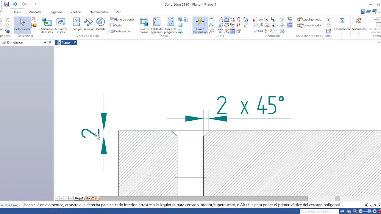 Acotar chaflanes con Solid Edge st10 - YouTube