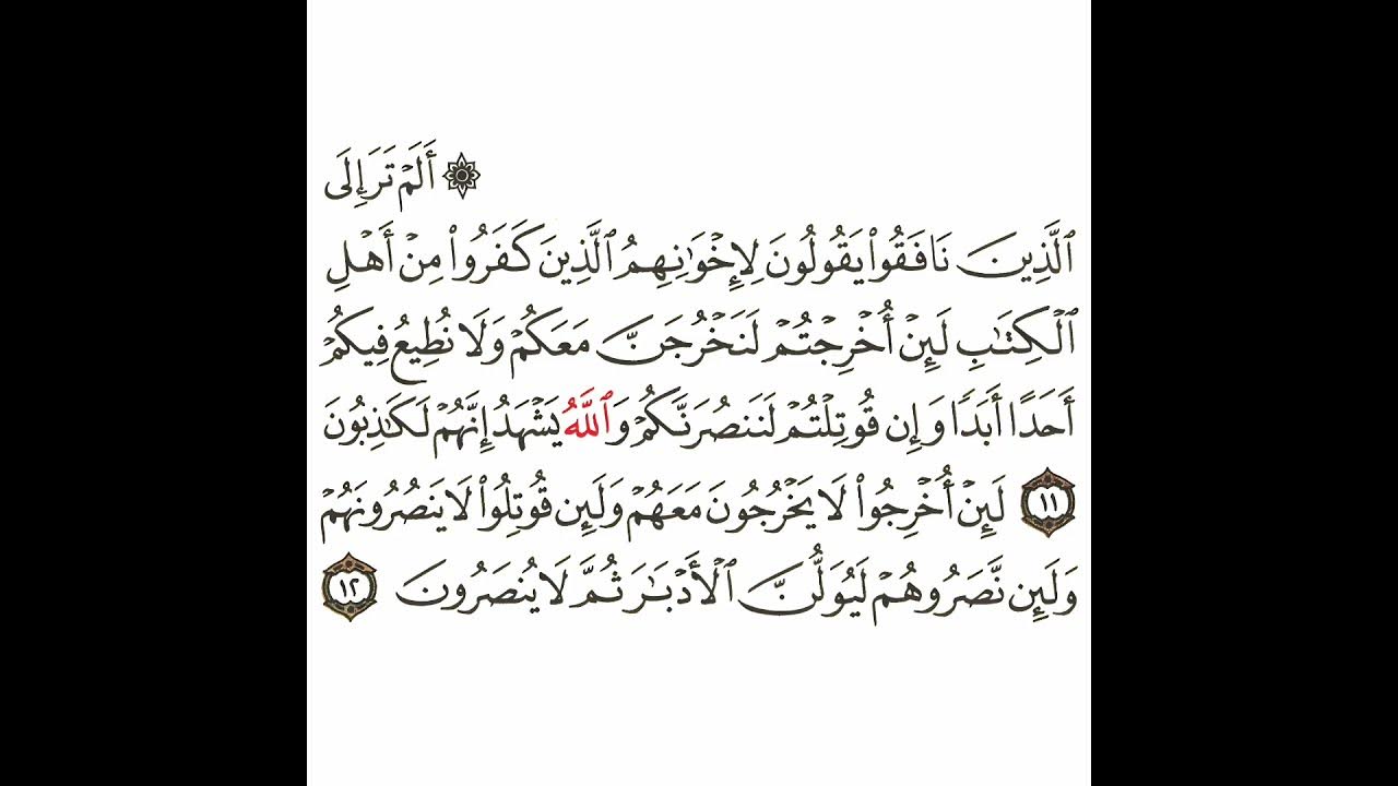 سورة الحشر 6 القسم السادس تكرار كيفي من ألم تر إلى الذين نافقوا