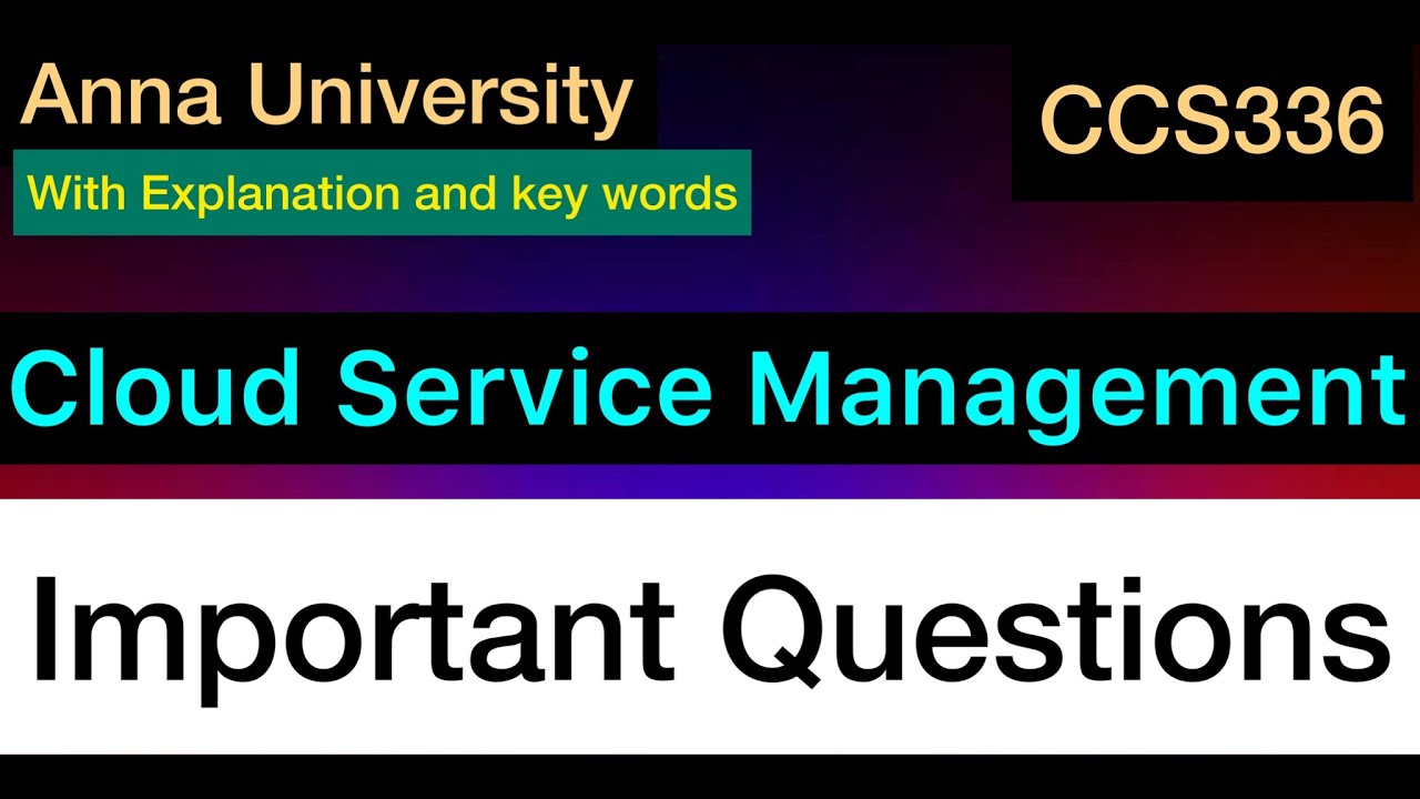 Cloud Service Management | Important Questions | Anna University | Tamil - YouTube