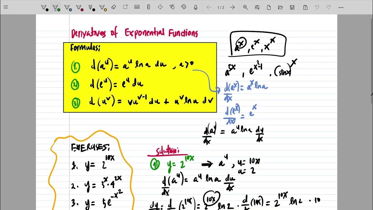 DERIVATIVES OF EXPONENTIAL FUNCTIONS - YouTube