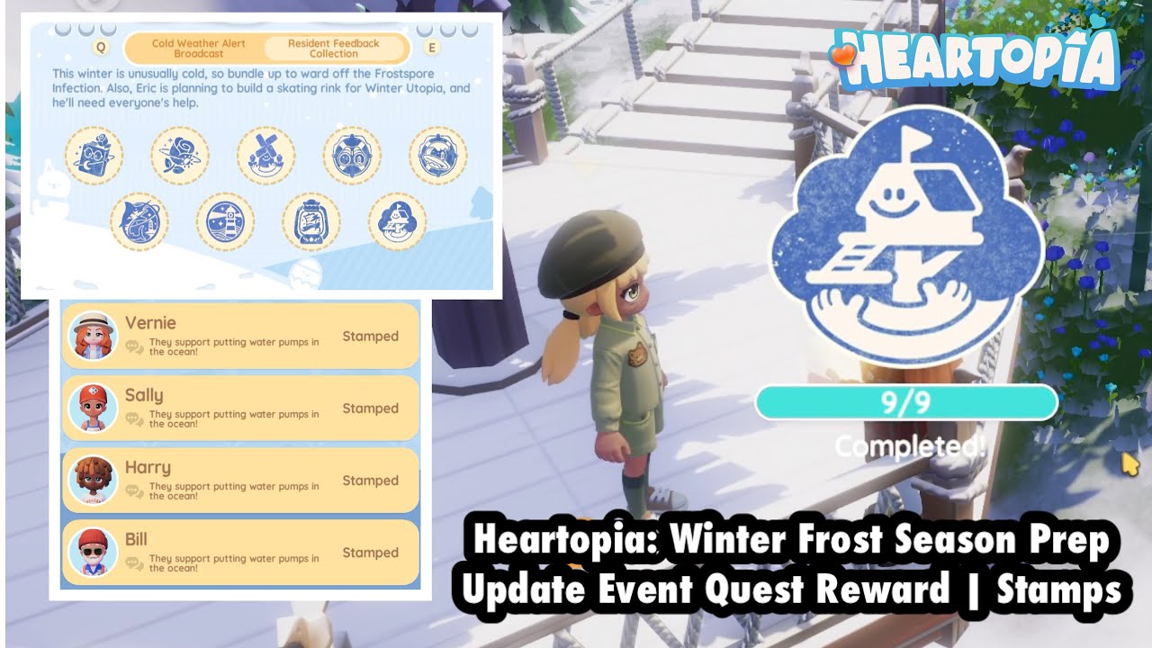 Heartopia: Winter Frost Season Prep Update Event Quest Reward | Stamps ...