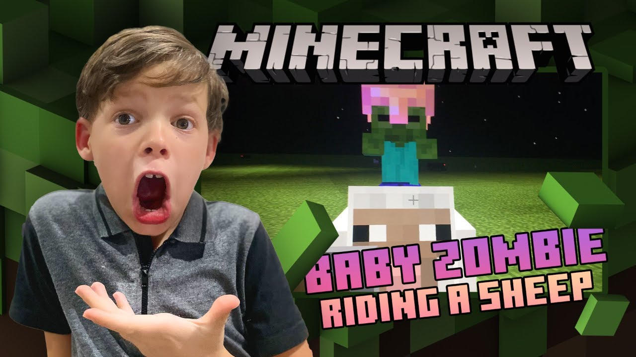 VERY RARE! Baby Zombie riding a sheep in Minecraft. - YouTube