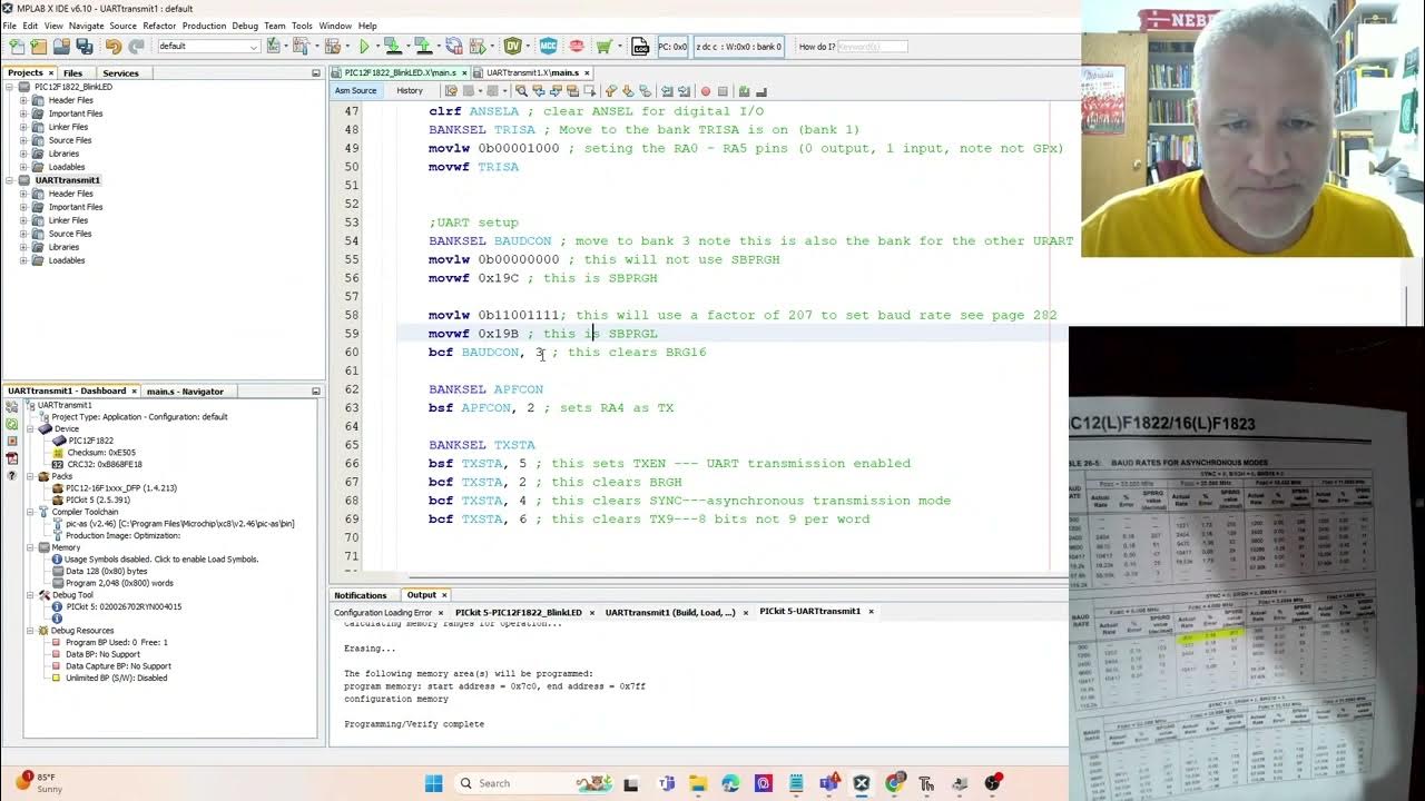 Pic12f1822 Lab 2 Mastering Uart Fundamentals Of Serial Communication Youtube