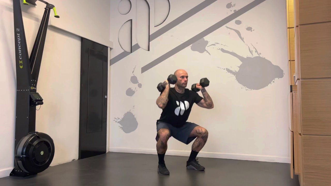 Double Dumbbell Hang Squat Clean - YouTube