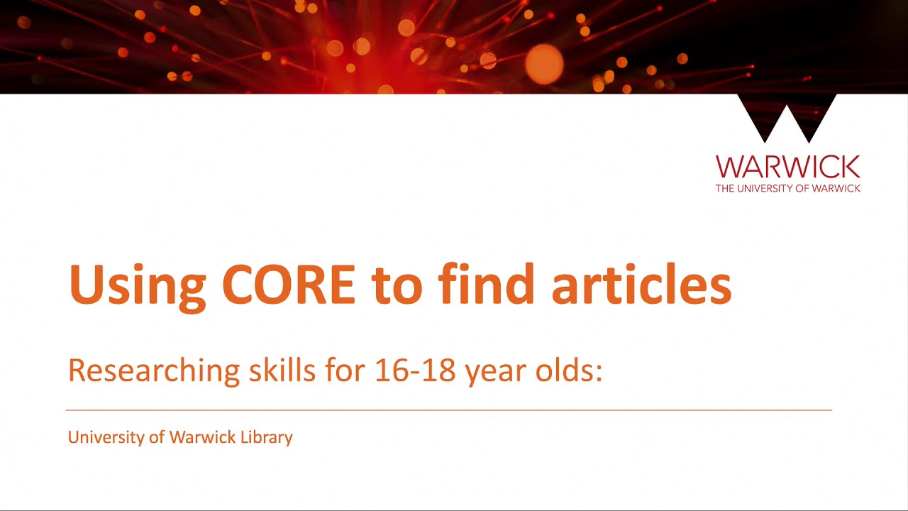 Using CORE to find articles - YouTube