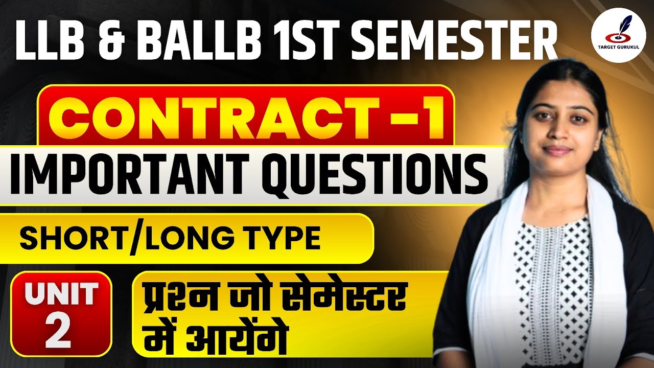 Important Questions For Contract -1 For BALLB & LLB 1st Semester Exam | Contract BALLB & LLB ...