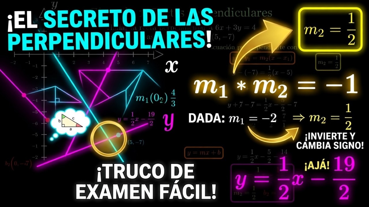 Recta perpendicular que pasa por un punto dado 🎯| Ejemplo 1 rectas ...