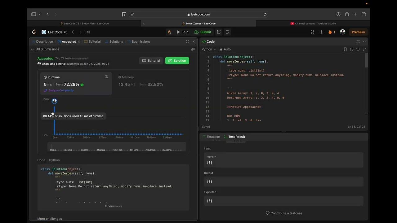 LEETCODE 75 | 283. Move Zeroes | Best approach - YouTube