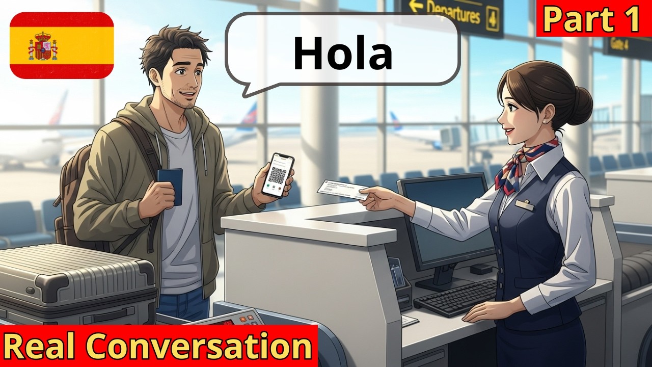 [Dual Subs] Checking in at the Airport #1 | 10 Short Spanish ...