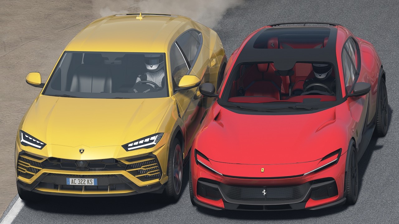 Lamborghini Urus vs Ferrari Purosangue at Laguna Seca - YouTube
