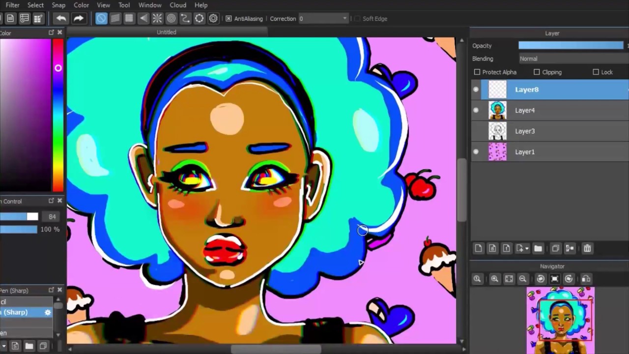 Blue Haired Afro Girl Speedpaint - YouTube