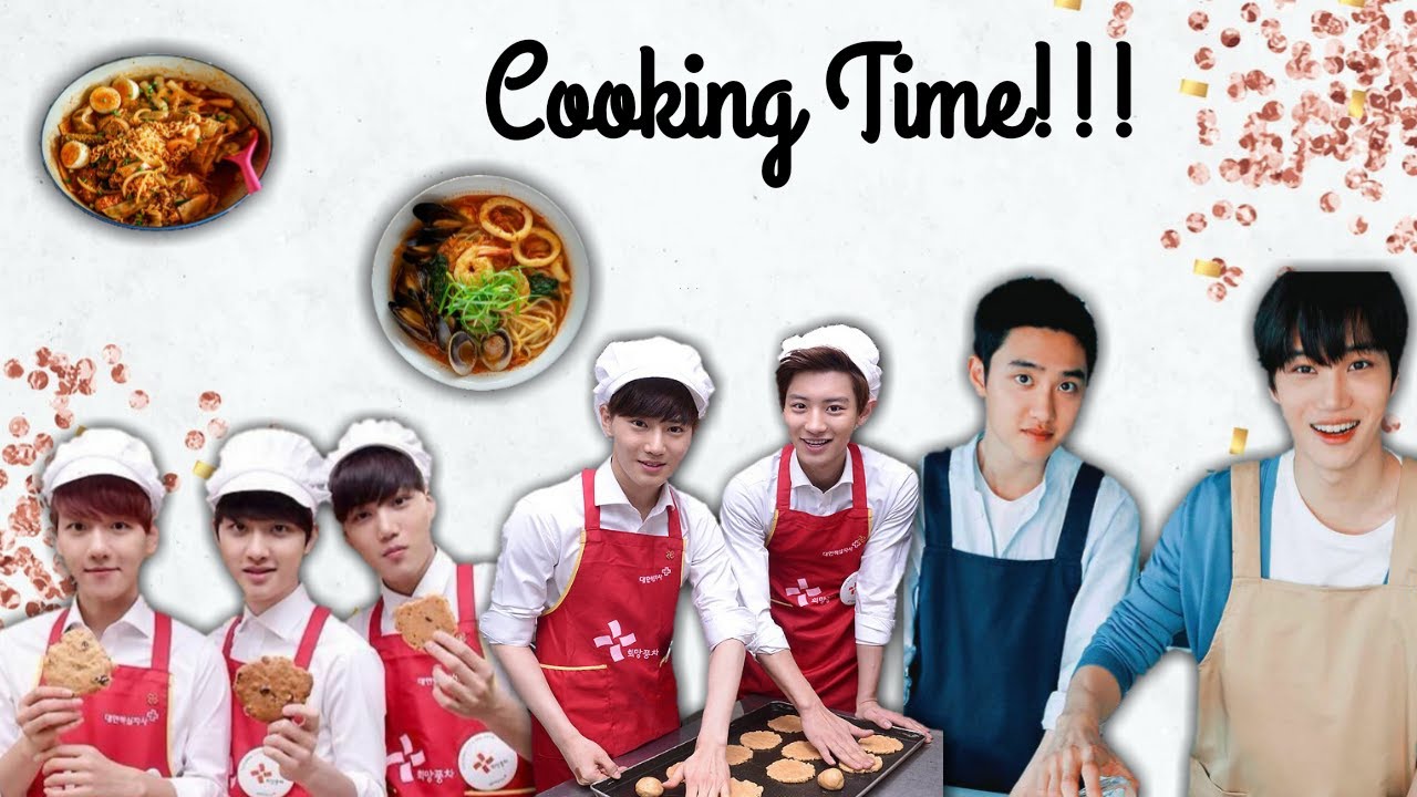 COOKING TIMES WITH EXO MEMBERS 🌈 || EXO FUNNY & CUTE COOKING MOMENTS ...