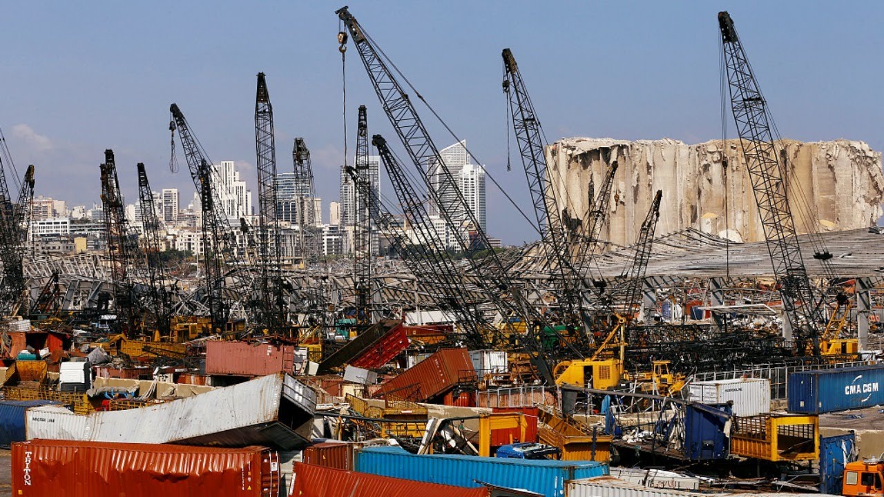 Live: View of Beirut after last week's massive warehouse blast - YouTube
