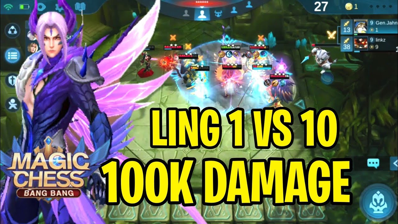 MAGIC CHESS | LING 1 VS 10 | 100K DAMAGE - YouTube