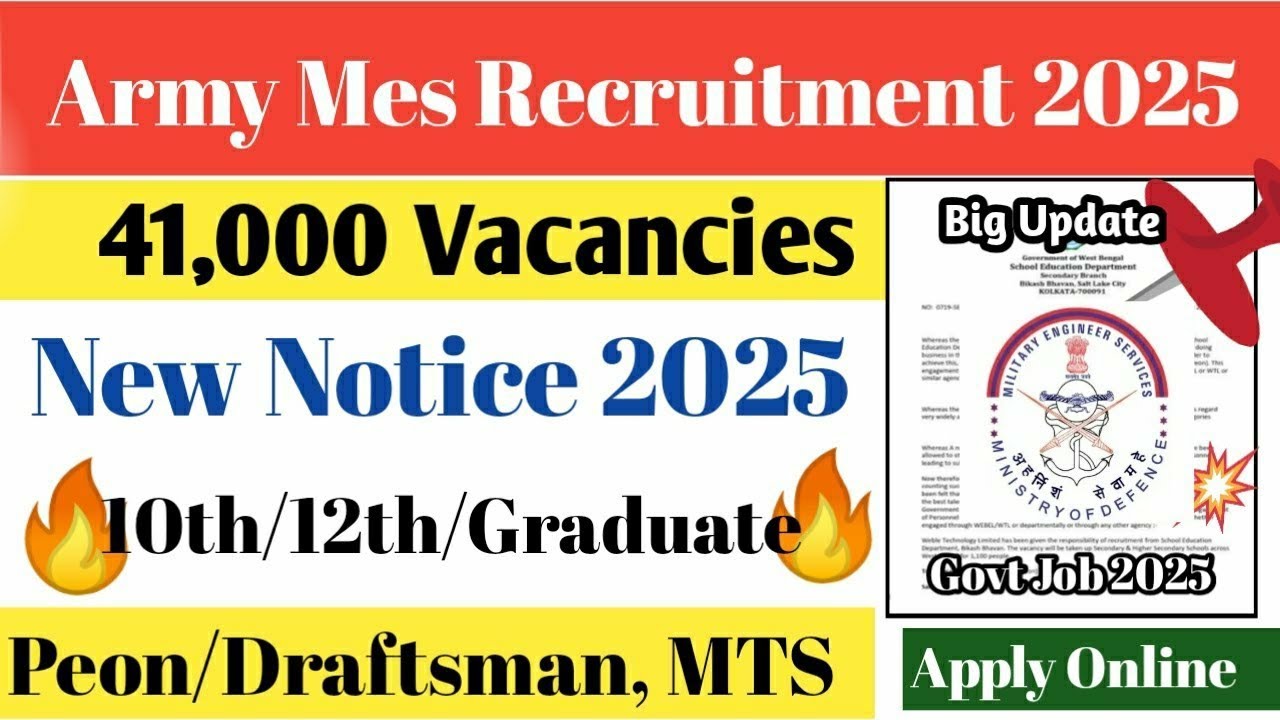 Army MES Recruitment 2025 Apply Online, Notification, Army Mes Job ...