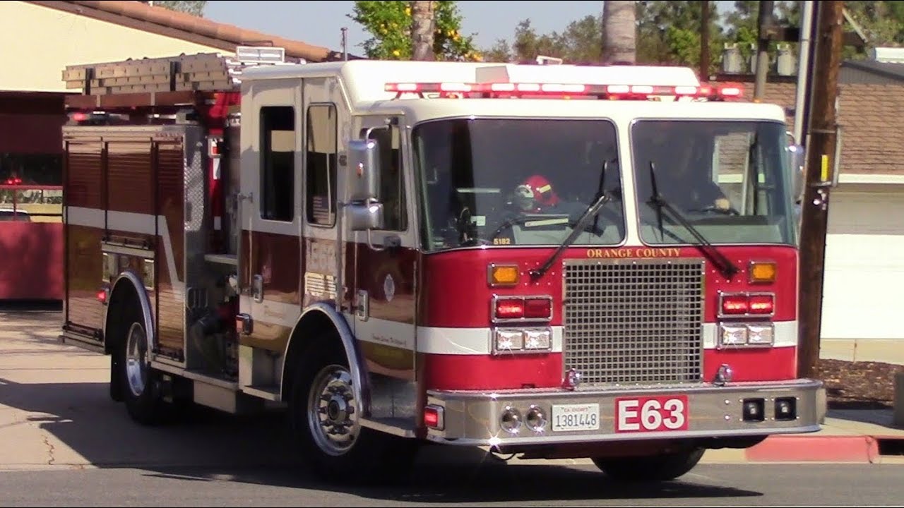 OCFA Engine 63 Responding - YouTube