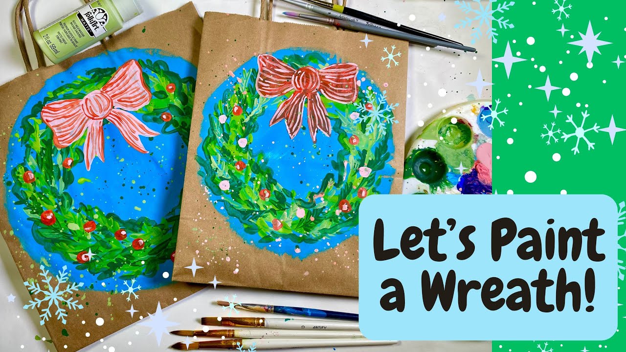 How to Paint a Christmas Wreath! - YouTube