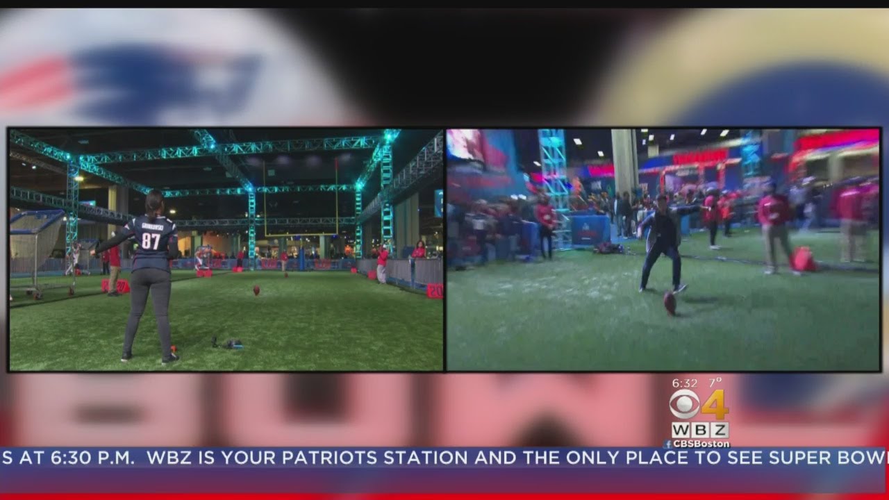 WBZ-TV's Anaridis Rodriguez Kicks A Field Goal For The First Time - YouTube