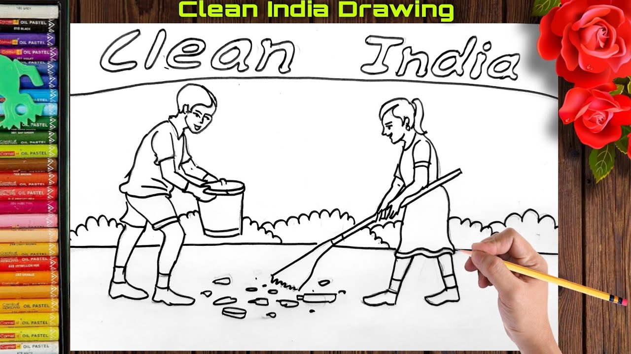 Clean India Drawing Easy | Clean India Drawing Step By Step | Memory ...
