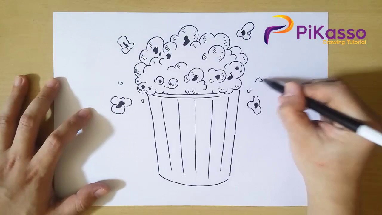 How to Draw Popcorn Easy - YouTube