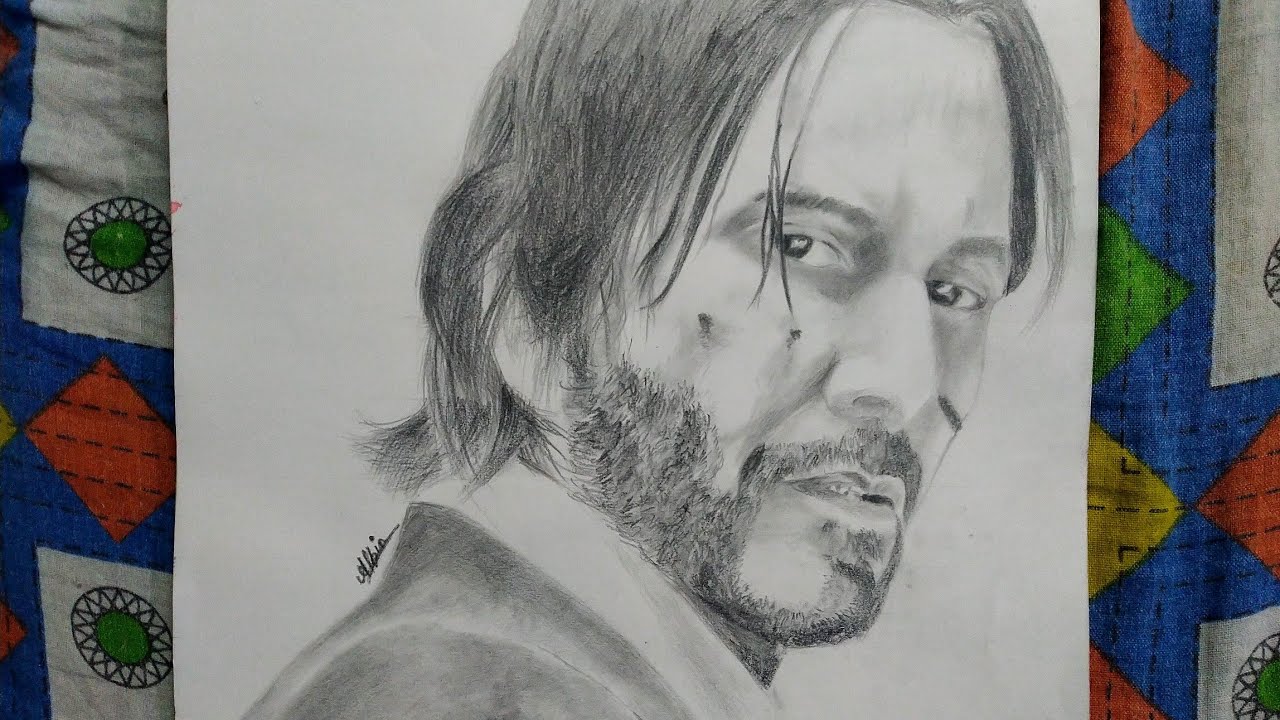 Drawing John Wick Keanu Reeves From John Wick 3 Using Graphite