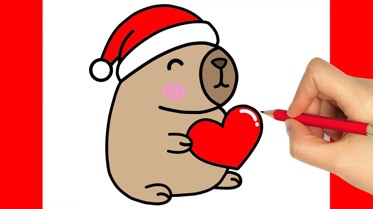 HOW TO DRAW A CAPYBARA - DRAWING A CAPYBARA - CHRISTMAS DRAWINGS - YouTube