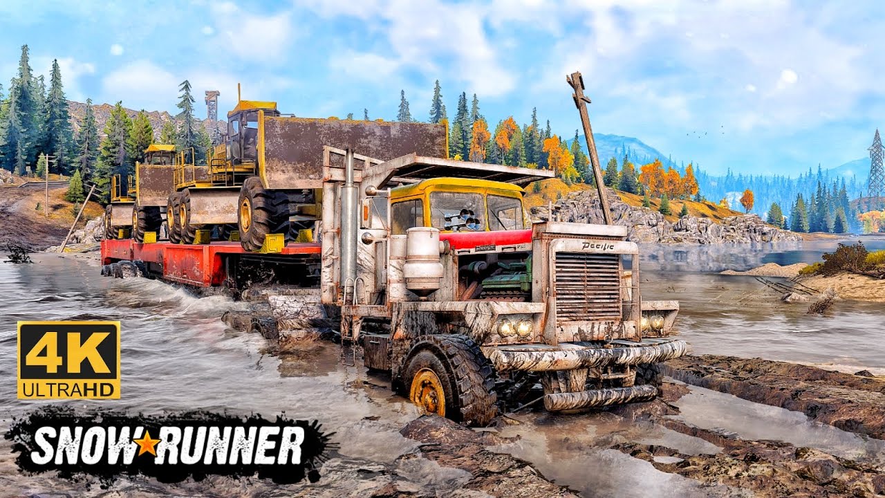 Pacific P16 Offroad Truck Towing a CAT 120M on Mudding Road In ...