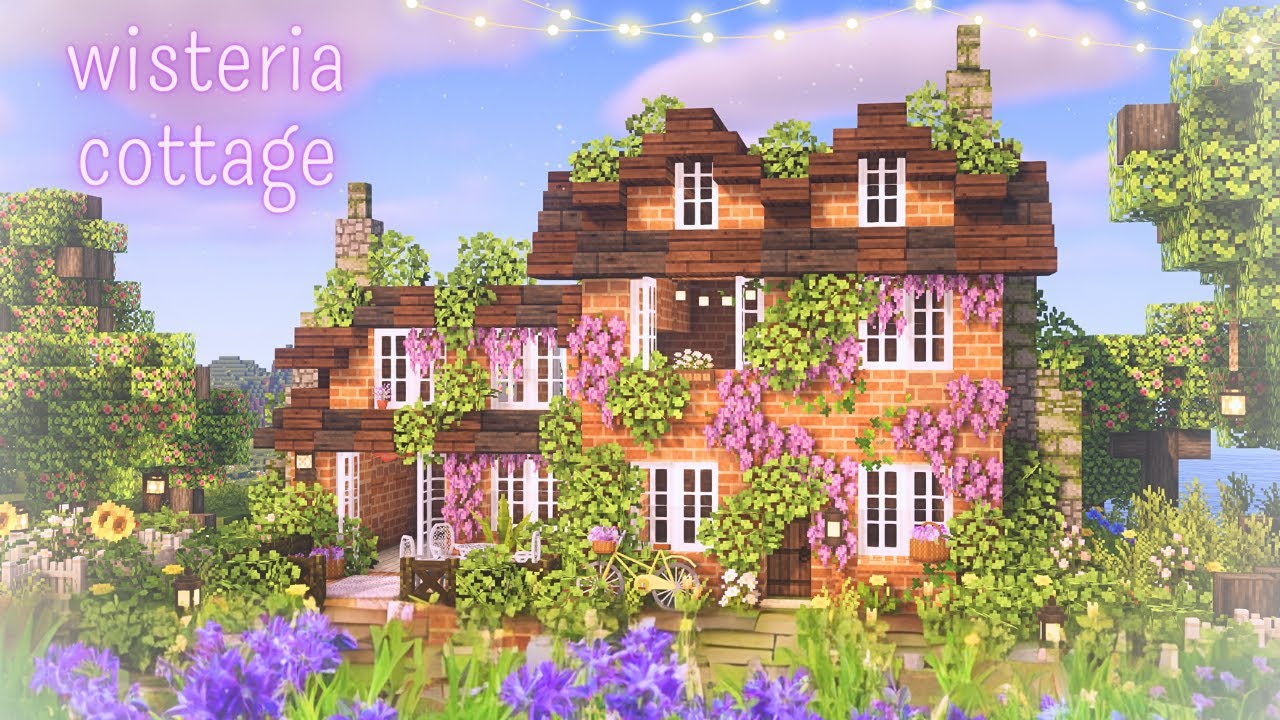 Wisteria Brick Cottage | Minecraft Speed Build with CIT Resource Packs ...