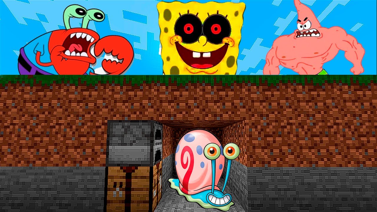 Minecraft Speedrunner Gary VS 3 Hunters - SpongeBob Animation - YouTube