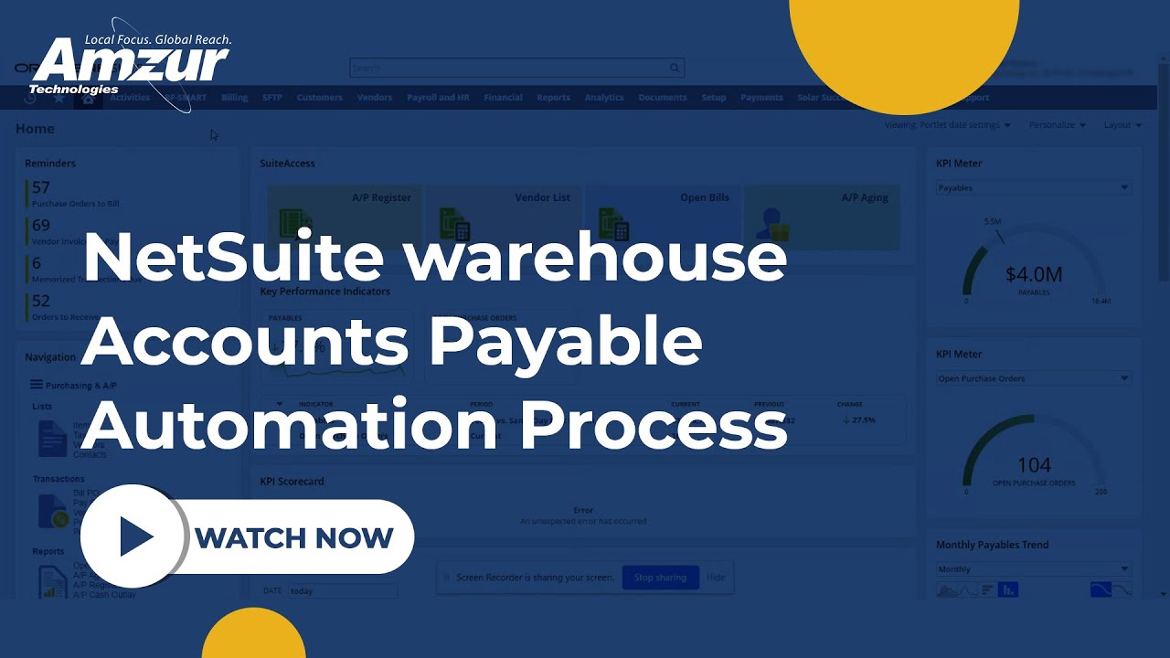 NetSuite warehouse Accounts Payable Automation Process| Amzur NetSuite ...